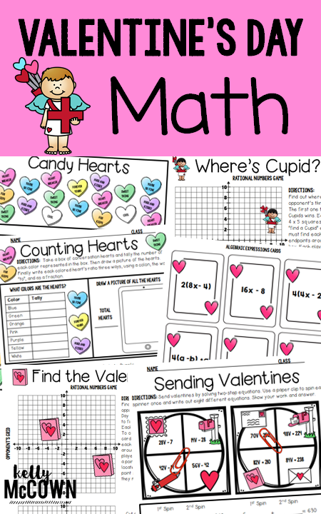 Kelly McCown: Valentine's Day Middle School Math Activities & Games Bundle