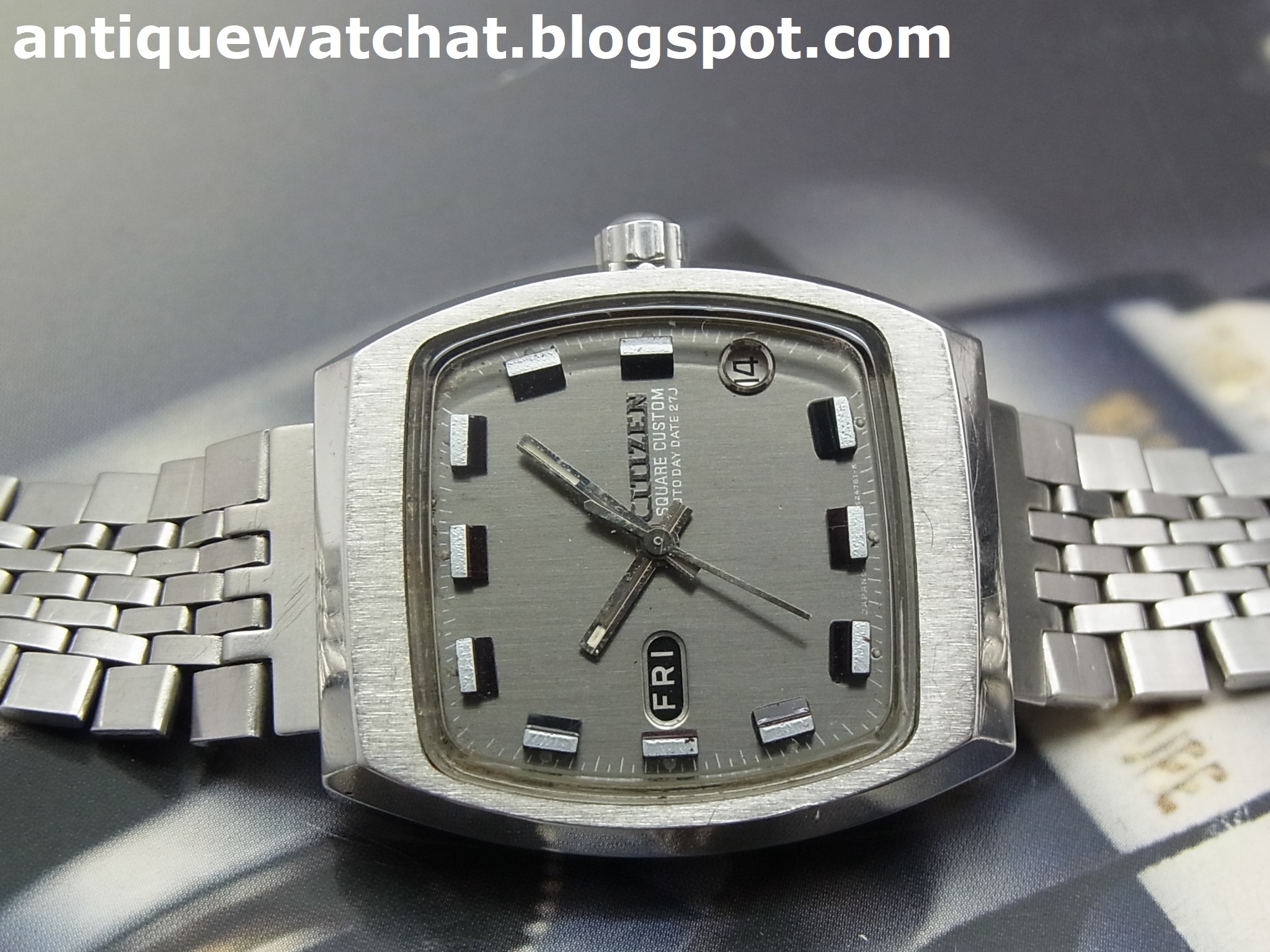 Antique Watch Bar: CITIZEN SQUARE CUSTOM AUTO DATE 27 JEWELS CTZ270