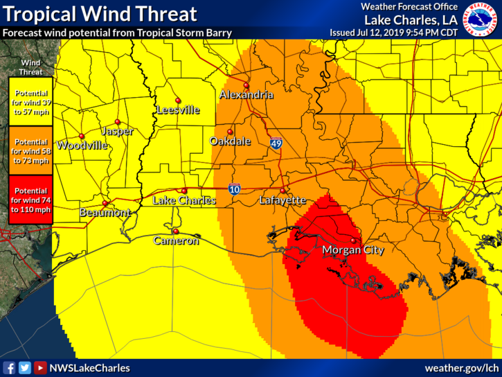 Barry Just Off the Louisiana Coast