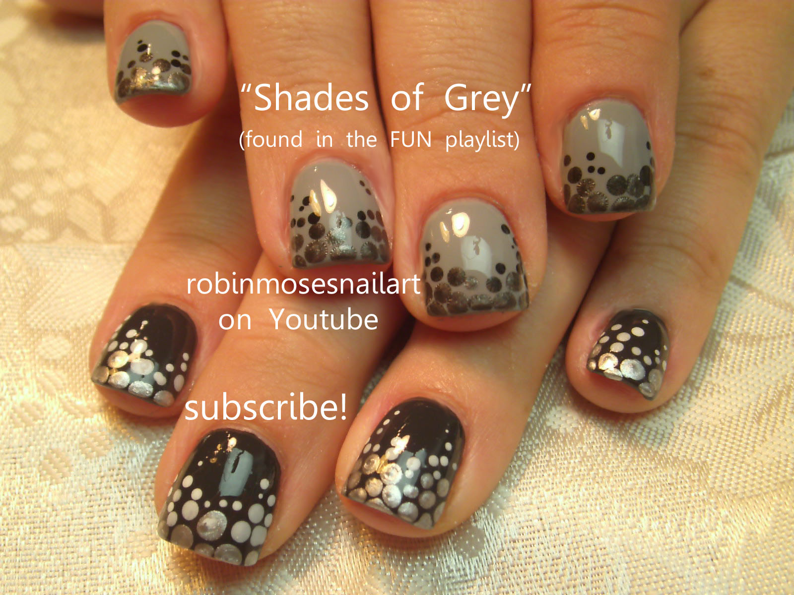 Nail Art by Robin Moses: Vintage Grey Nails. Black White and Gray mix ...