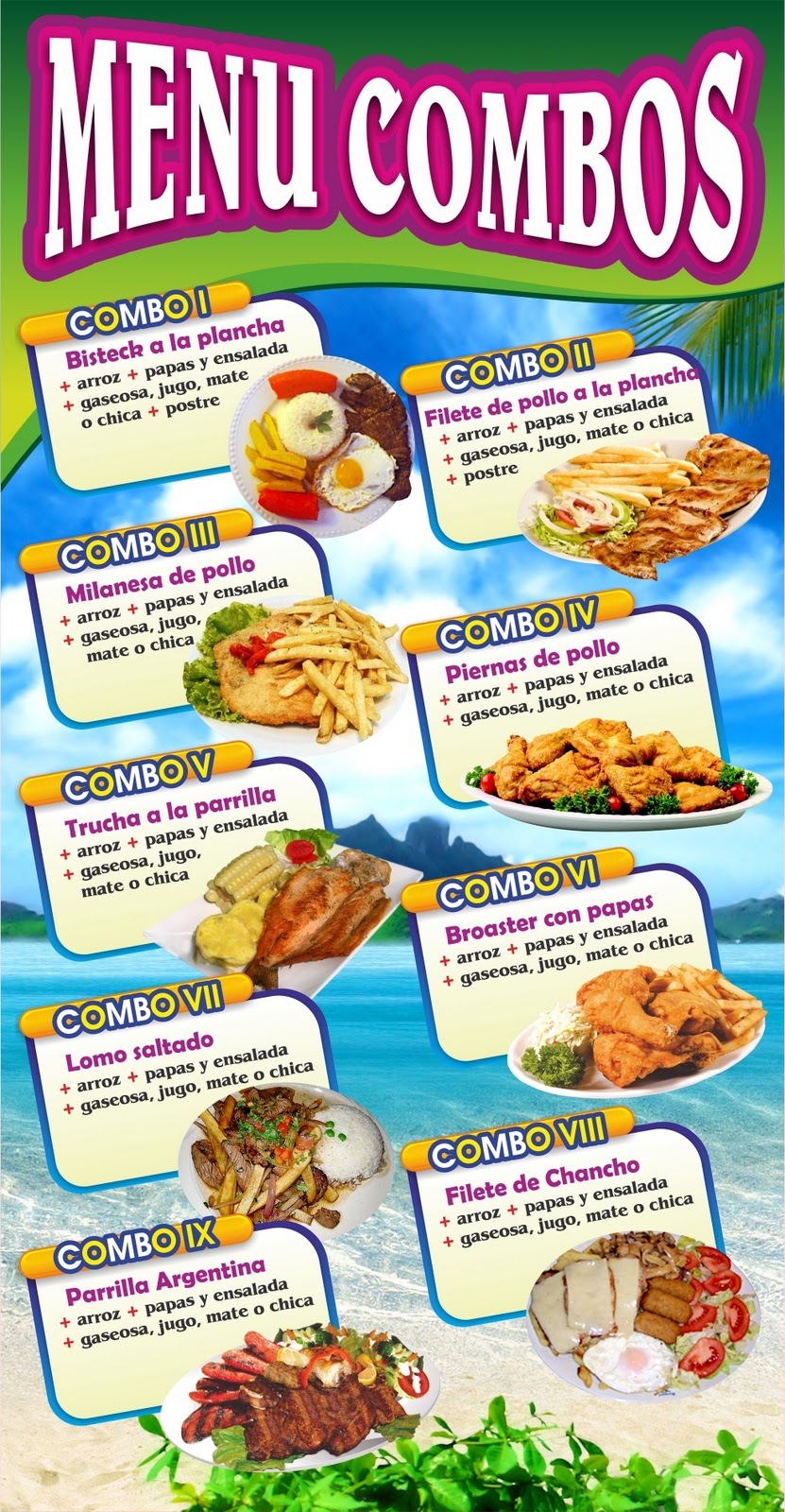Arte y Diseño Publicitario: MENU COMBOS
