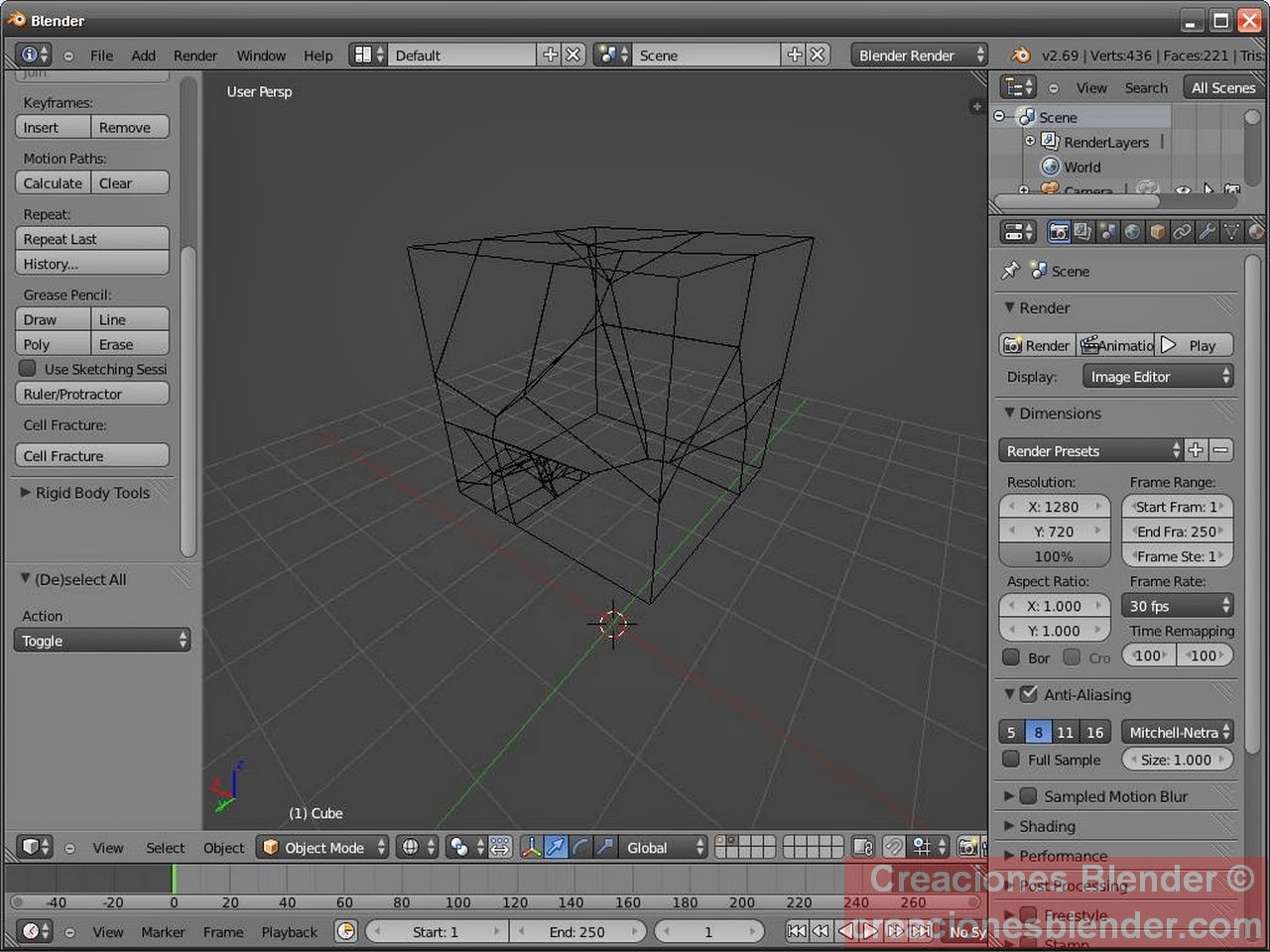 Creaciones Blender: Uso del Addon Cell Fracture en Blender 2.69 para ...