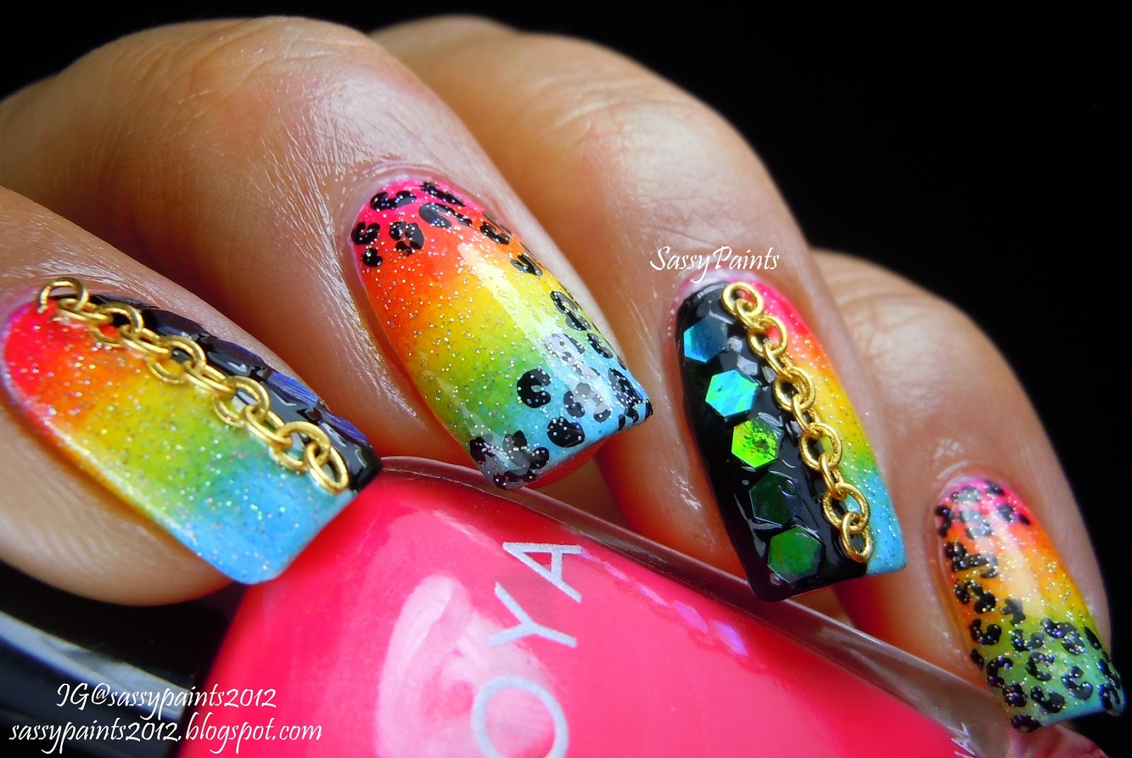Sassy Paints: Rainbow Punk Nail Art