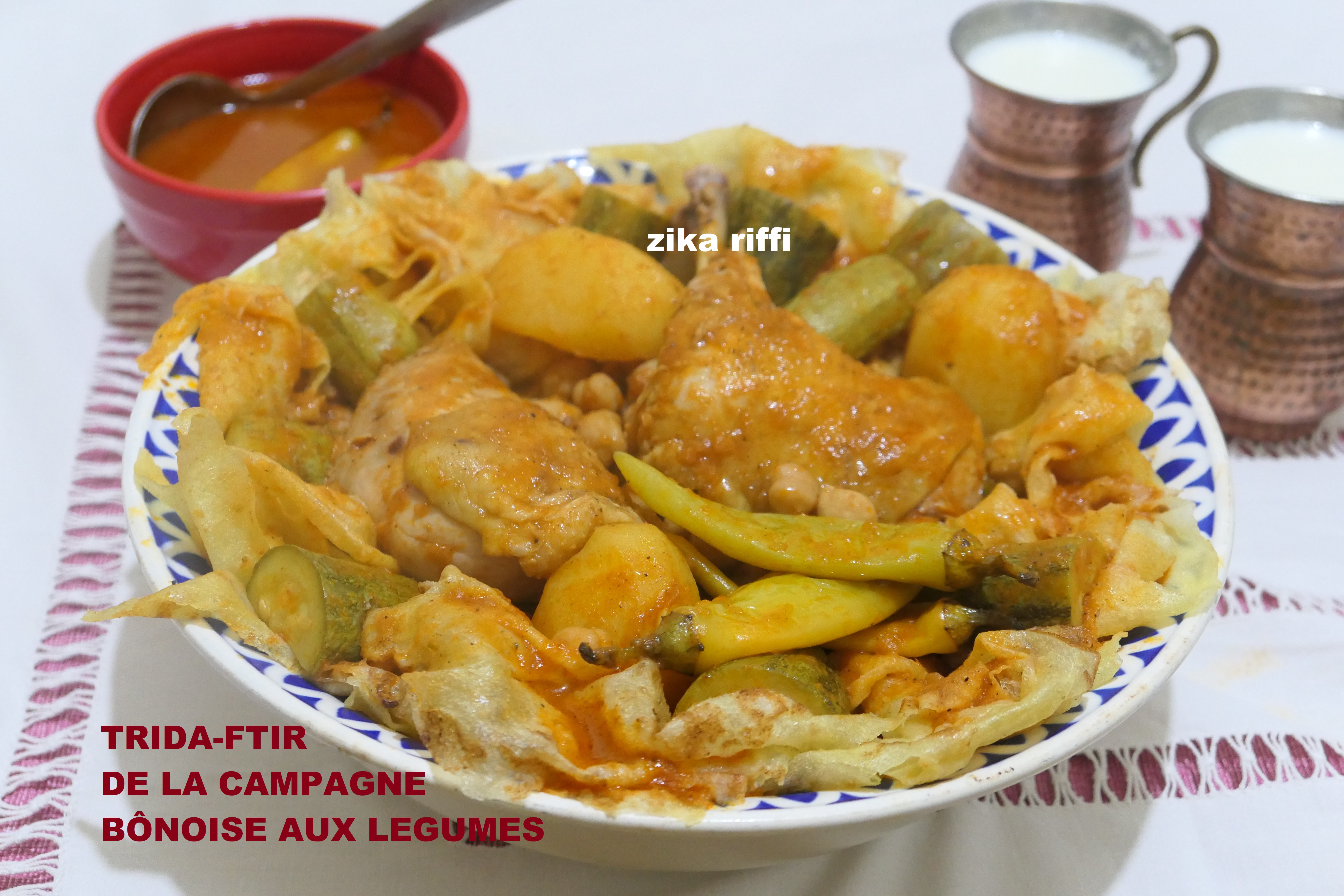 TRIDA DE LA CAMPAGNE BÔNOISE AUX LEGUMES- SAUCE ROUGE ET POULET FERMIER