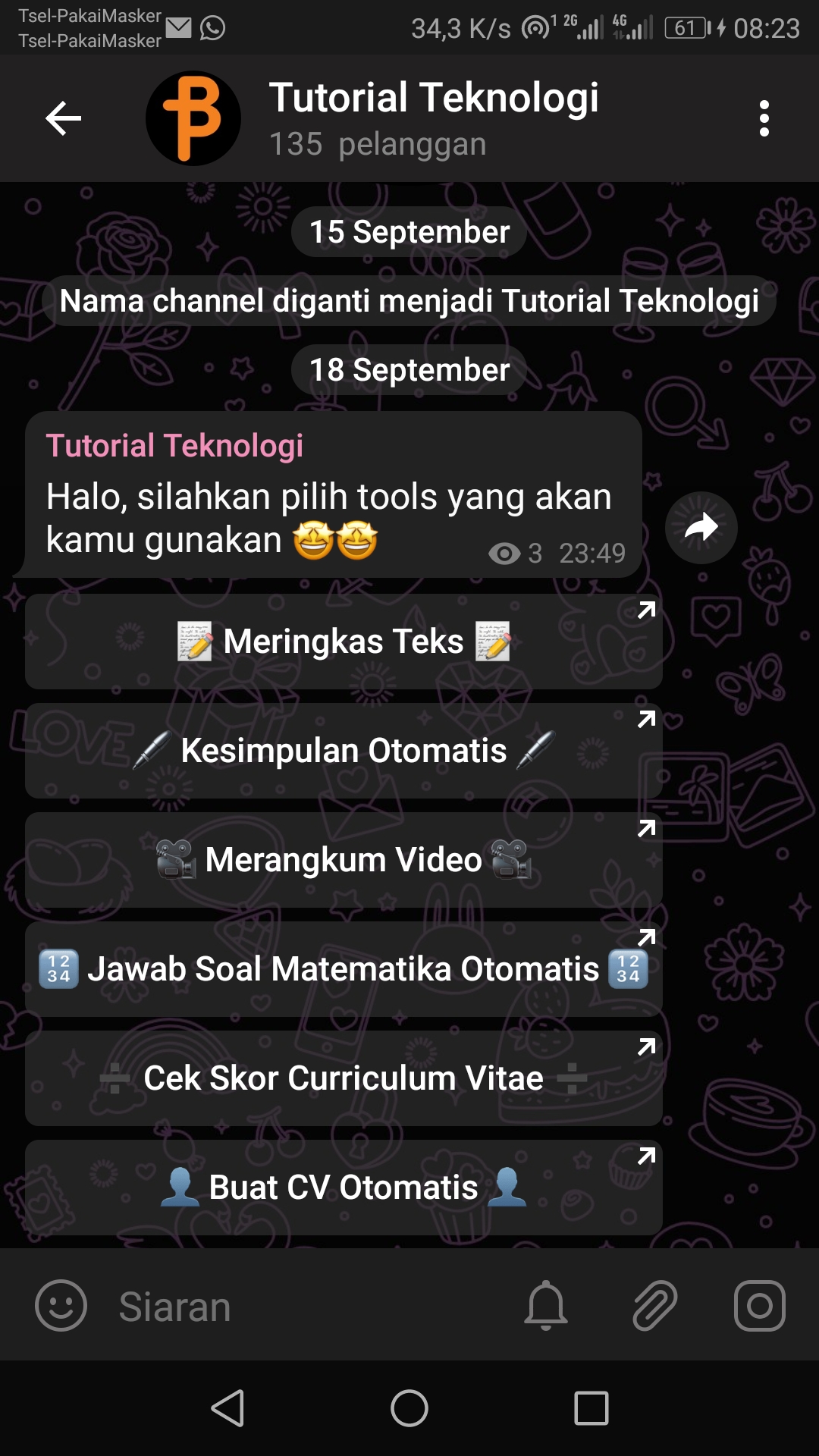 Cara Membuat Button Link Menu di Telegram - Blogger Toraja