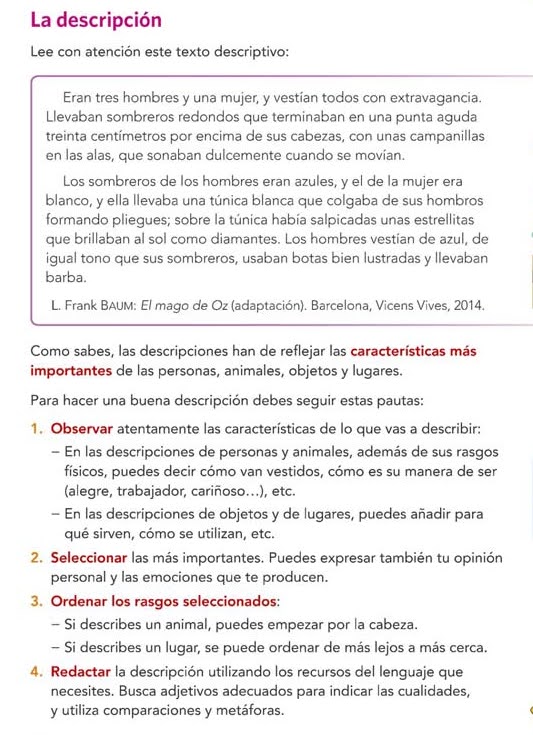 6º CEO ENLACES Lengua: UNIDAD 2: La descripción. El texto descriptivo ...