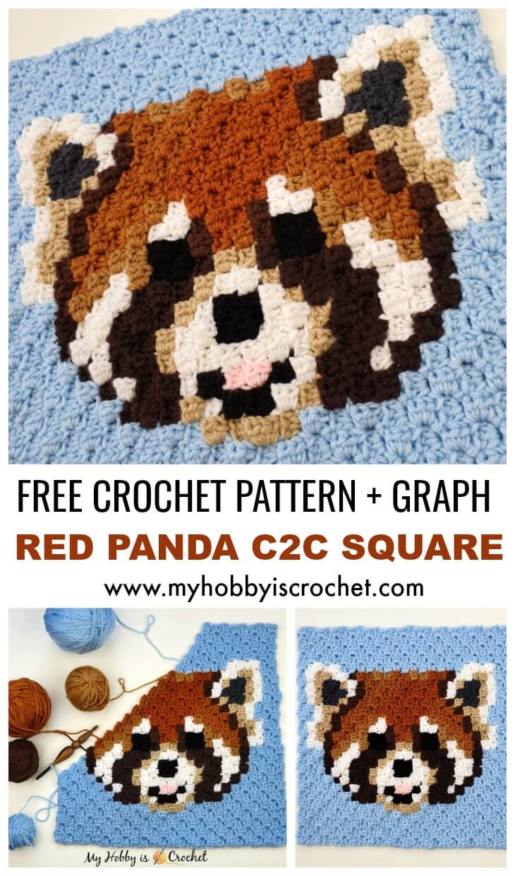 My Hobby Is Crochet: Red Panda C2C Square Free Crochet Pattern + Graph ...