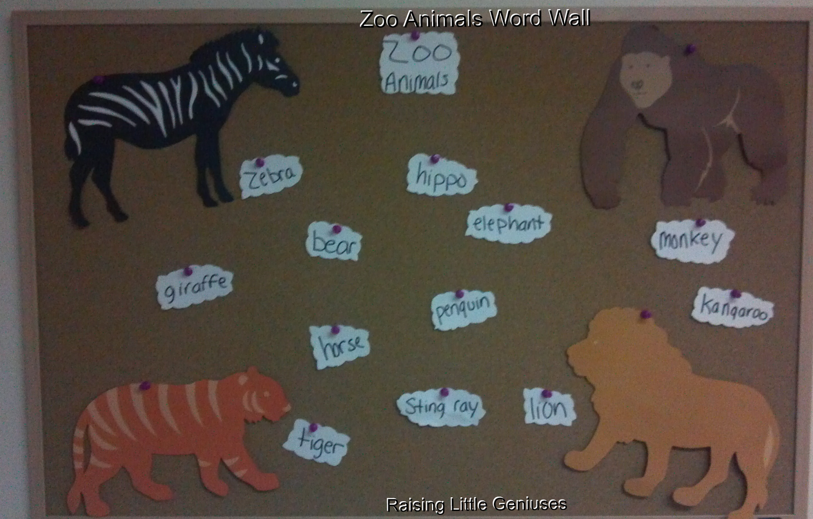 Raising Little Geniuses: Zoo Animals Word Wall