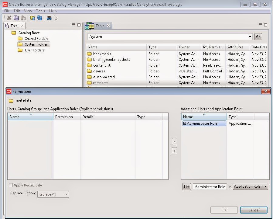 OBIEE: OBIEE 11g: Access to Webcat System Folders using Catalog Manager OBIEE: OBIEE 11g: Access to Webcat System Folders using Catalog Manager