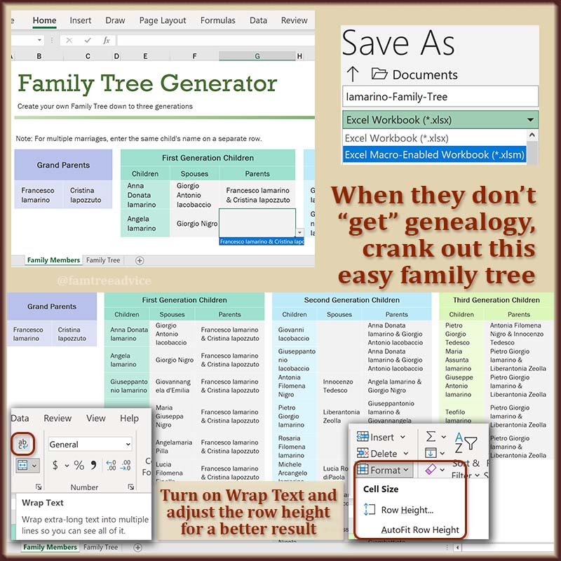 Family Tree Excel Template