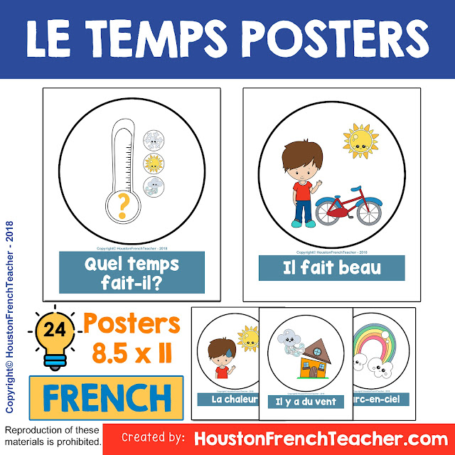 La meteo French weather Vocabulary Posters - Posters/Affiches (24 ...