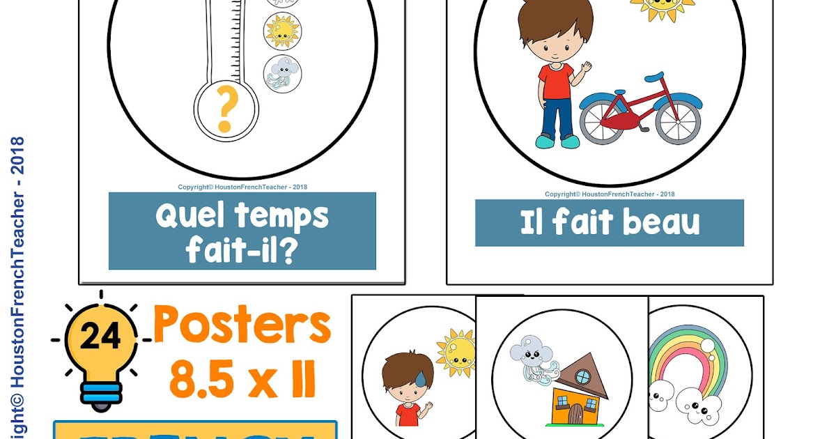 La meteo French weather Vocabulary Posters - Posters/Affiches (24 ...