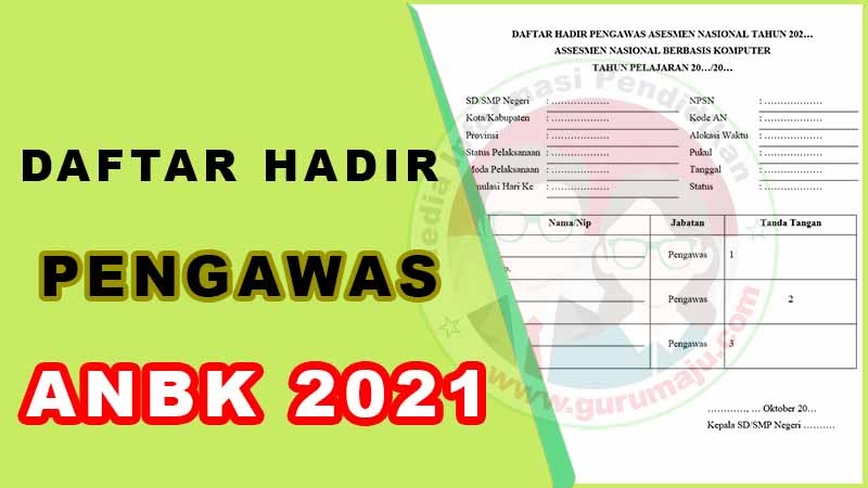 Daftar Hadir Pengawas ANBK / AKM 2021 Format Word - GURU MAJU
