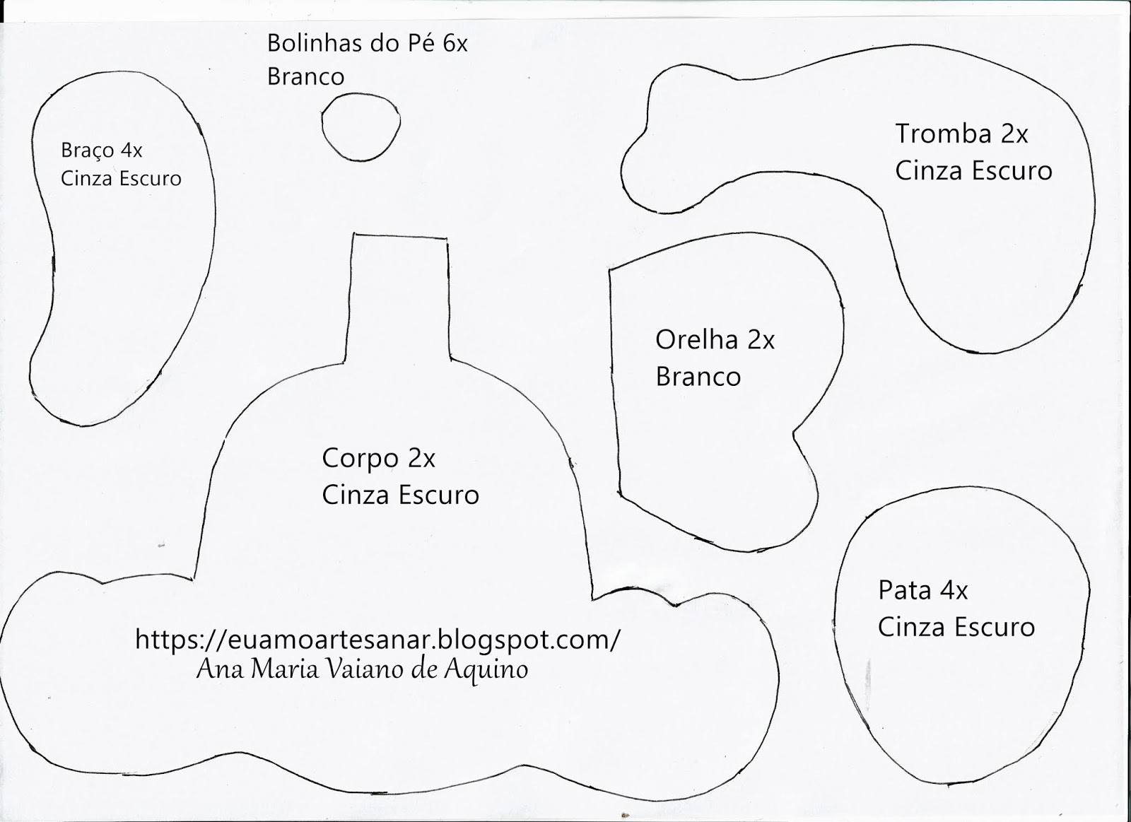 Eu Amo Artesanato: Elefante de Feltro com Molde e Passo a Passo