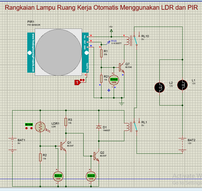 TEKNIK ELEKTRO: Rangkaian Lampu Ruang Kerja Otomatis (LDR dan PIR)