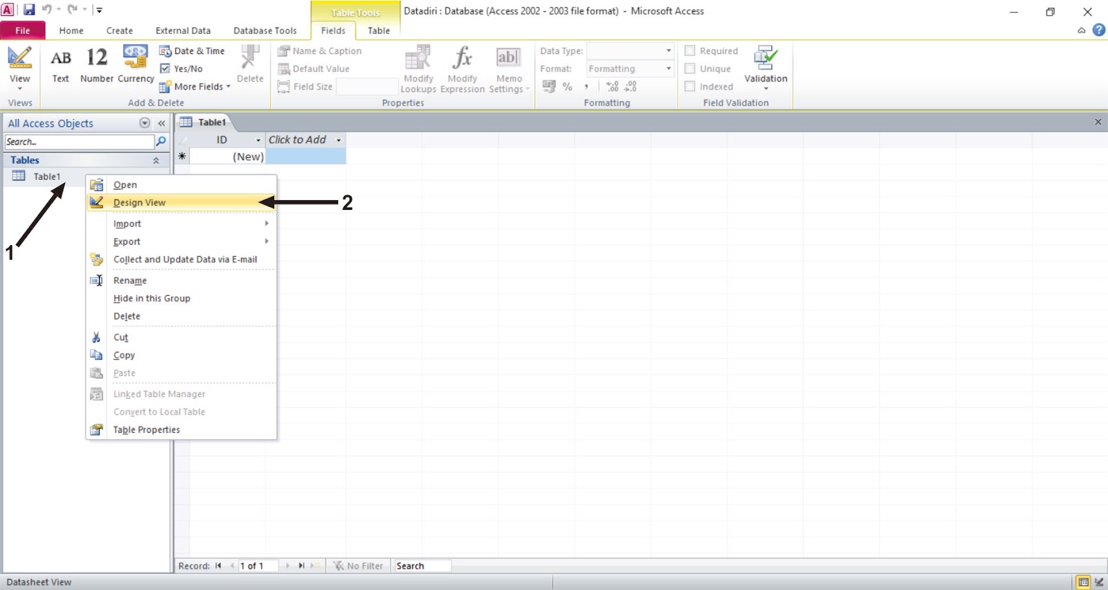 Membuat Database Menggunakan Microsoft Access - Coding Dulu Boss