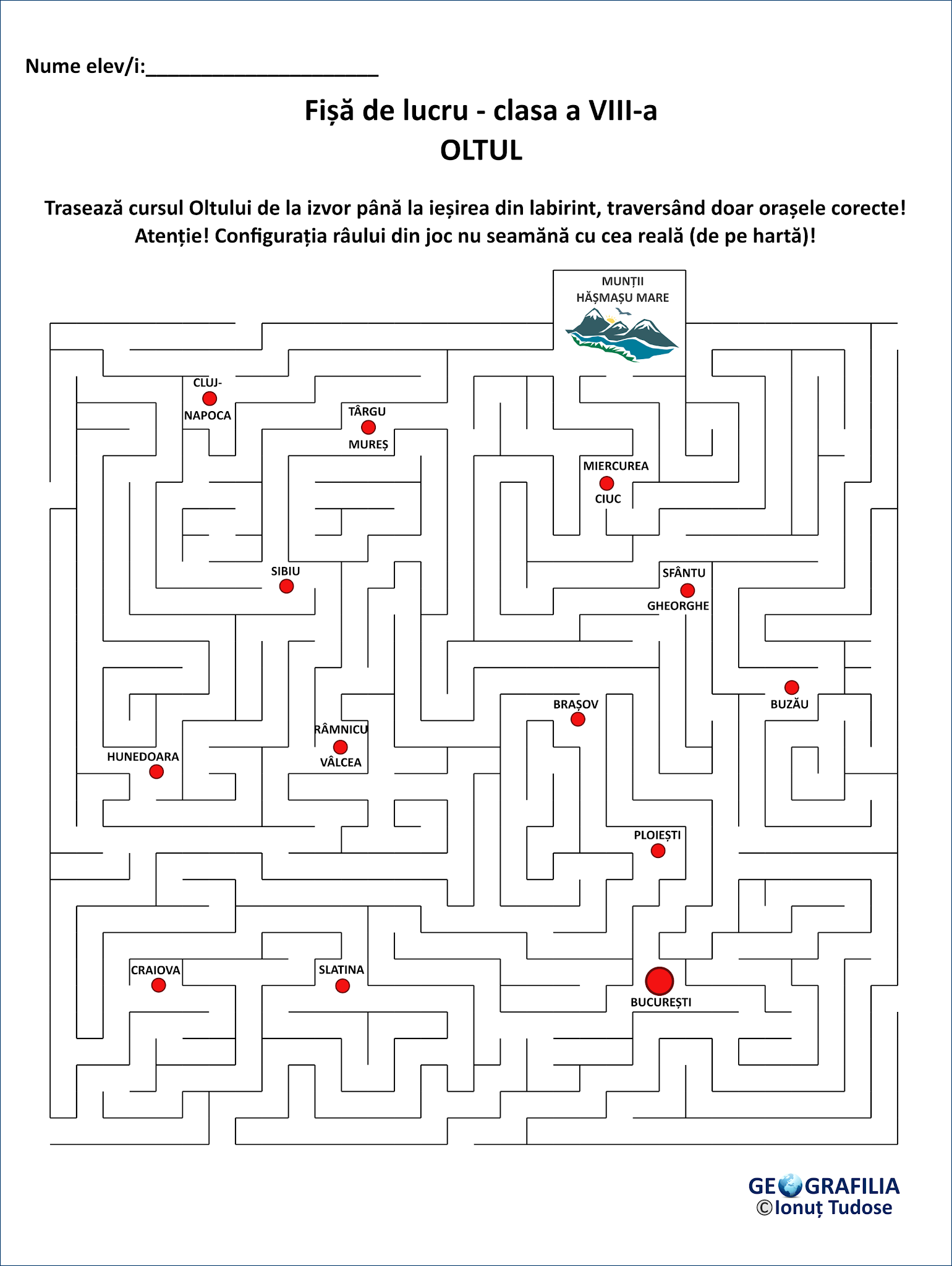 GEOGRAFILIA: Oltul - joc de tip labirint