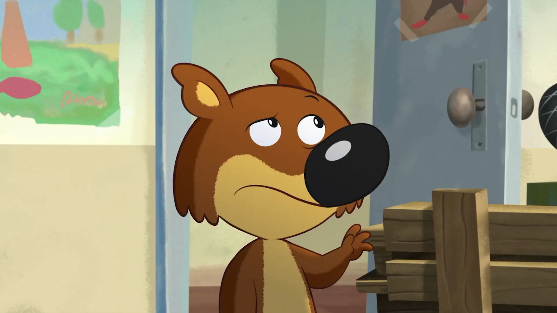 Shirtless Drawn Cartoon Boys & Men: Mini Wolf in Bathing Suit