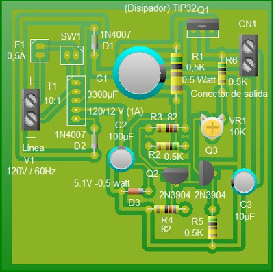 Fuente de poder lineal regulada: 1.3-12 V @ 1 A - Electrónica: Teoría y ...