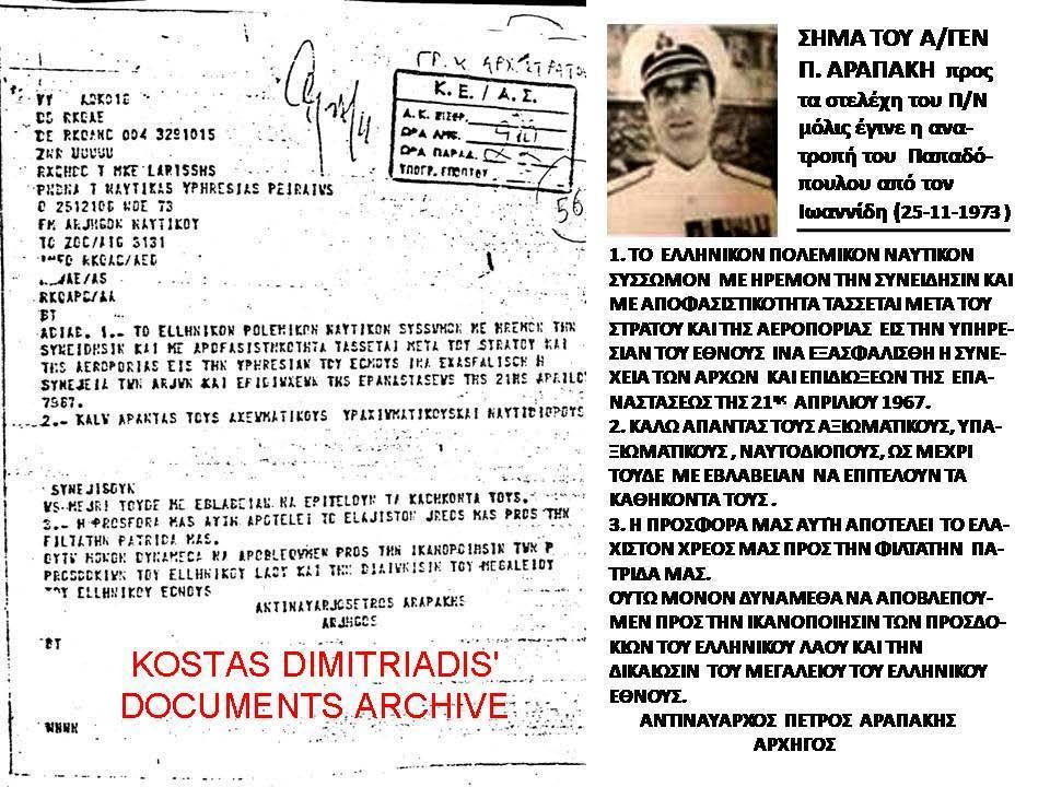 ΚΥΠΡΟΣ 1974 : ΕΓΓΡΑΦΟ ΝΤΟΚΟΥΜΕΝΤΟ, Ο ΔΗΜΟΚΡΑΤΗΣ ΑΡΑΠΑΚΗΣ ΗΤΑΝ ΑΥΤΟΣ ΠΟΥ ...