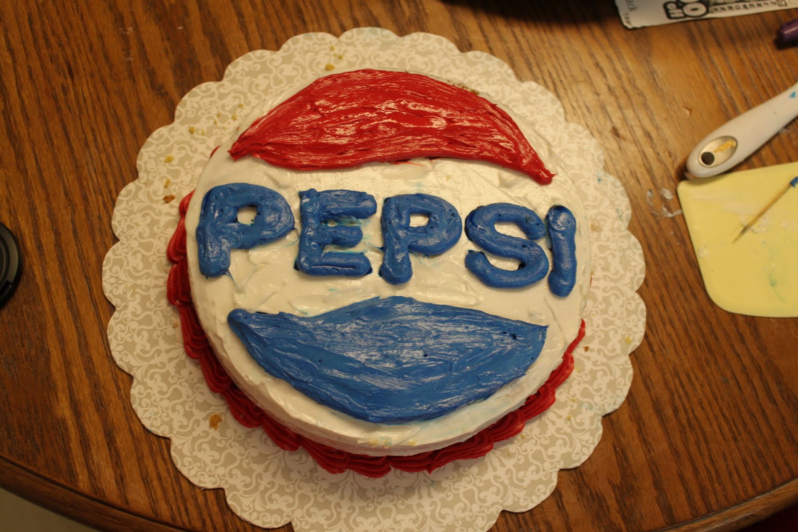 Vanessa's Cake Designs: 8" one layer Pepsi Cake