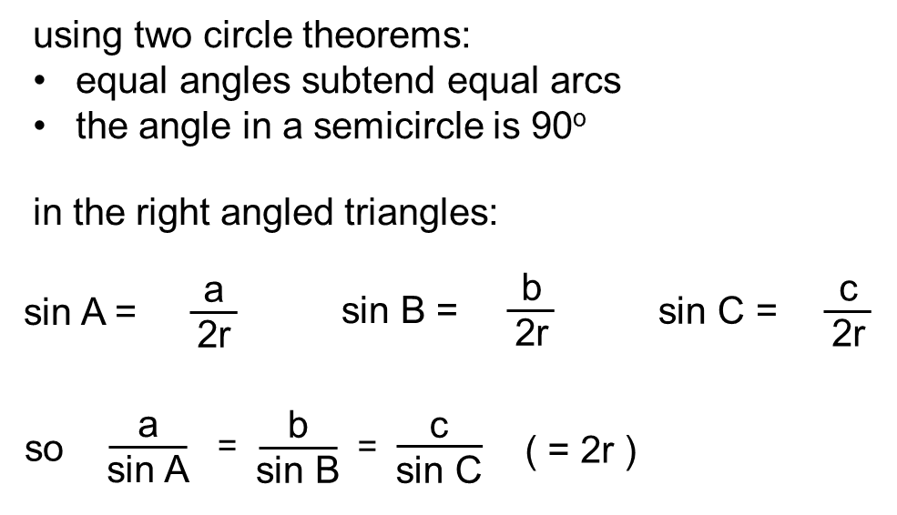 MEDIAN Don Steward mathematics teaching: sine rule from circle theorems