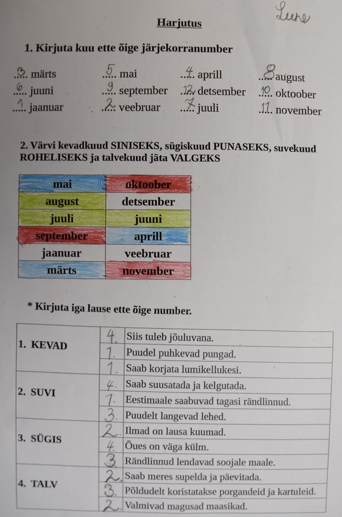 Samm-sammult tarkuse poole: "Aastaajad ja kuude nimetused" 1