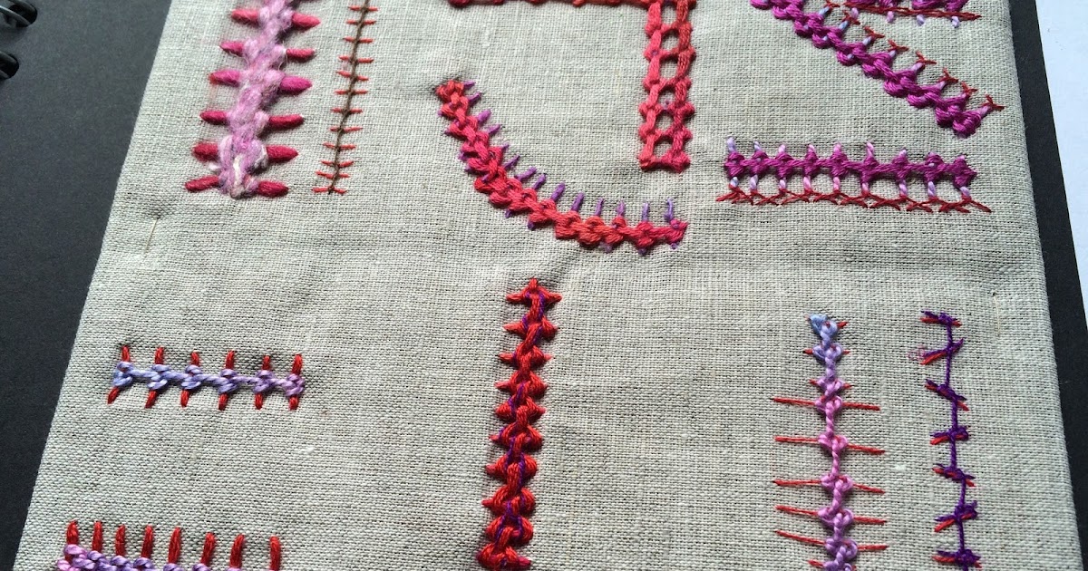 Arnold's Attic: Hand Embroidery Samples 12 ..... Raised Chain Band Stitch