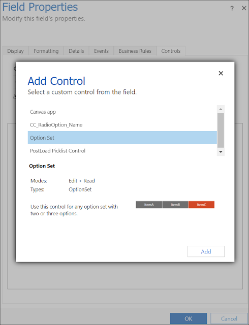 DYNAMICS 365 OPTION SET FIELD CONTROL
