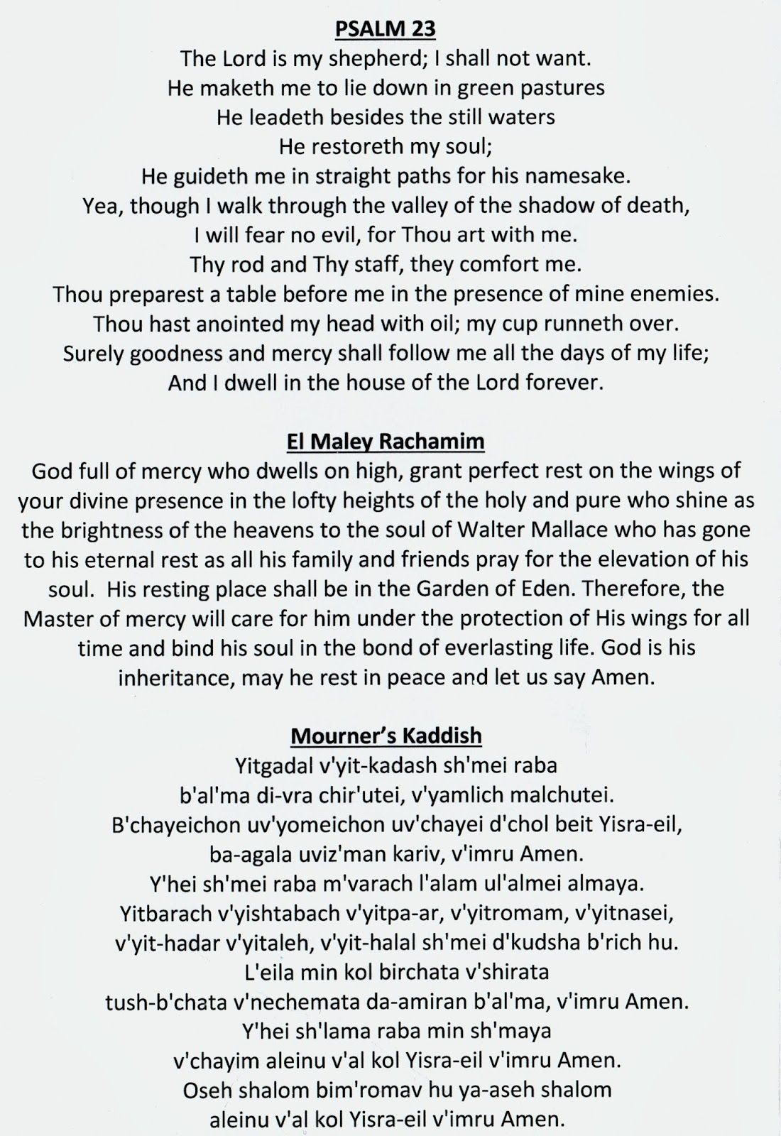 Emcee Script Sample Memorial Service