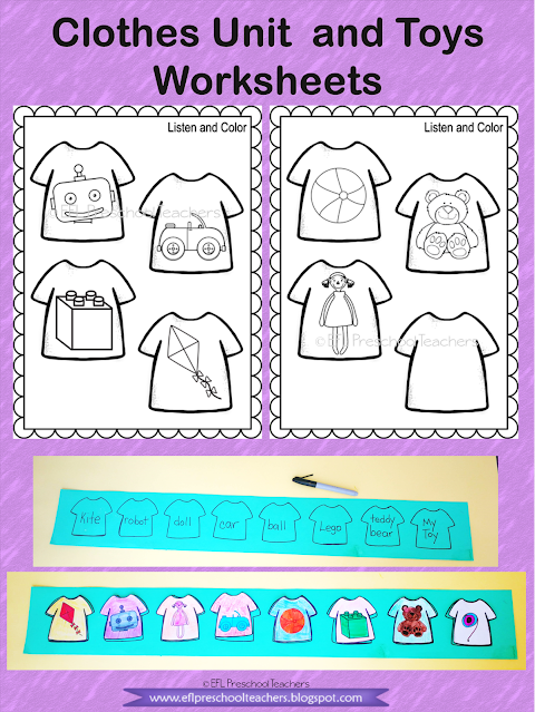 ESL/EFL Preschool Teachers: Clothes Unit Worksheets for the ESL Student