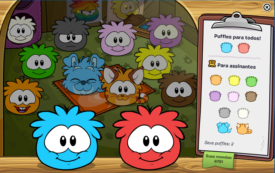 Todos Podem Adotar o puffle Azul e o puffle vermelho!