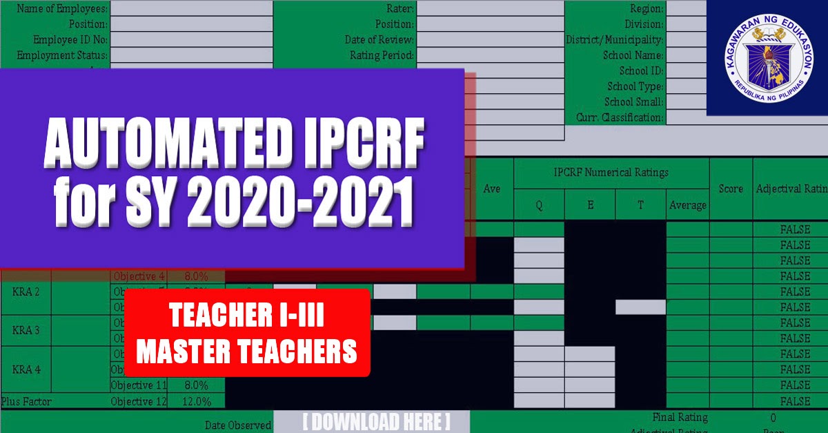 AUTOMATED IPCRF FOR SY 2020-2021 | TEACHER I-III AND MASTER TEACHERS AUTOMATED IPCRF FOR SY 2020-2021 | TEACHER I-III AND MASTER TEACHERS