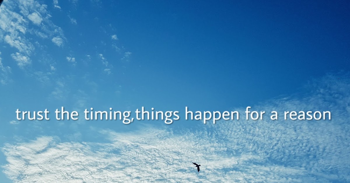 trust the timing,things happen for a reason
