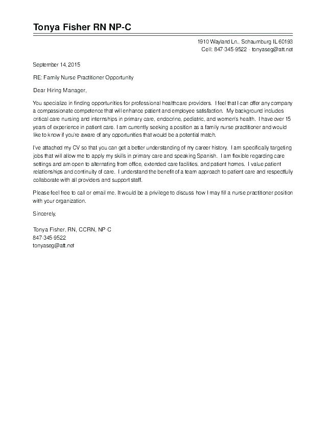 Nurse Practitioner Cover Letter Examples 2018 ~ Resume Letter