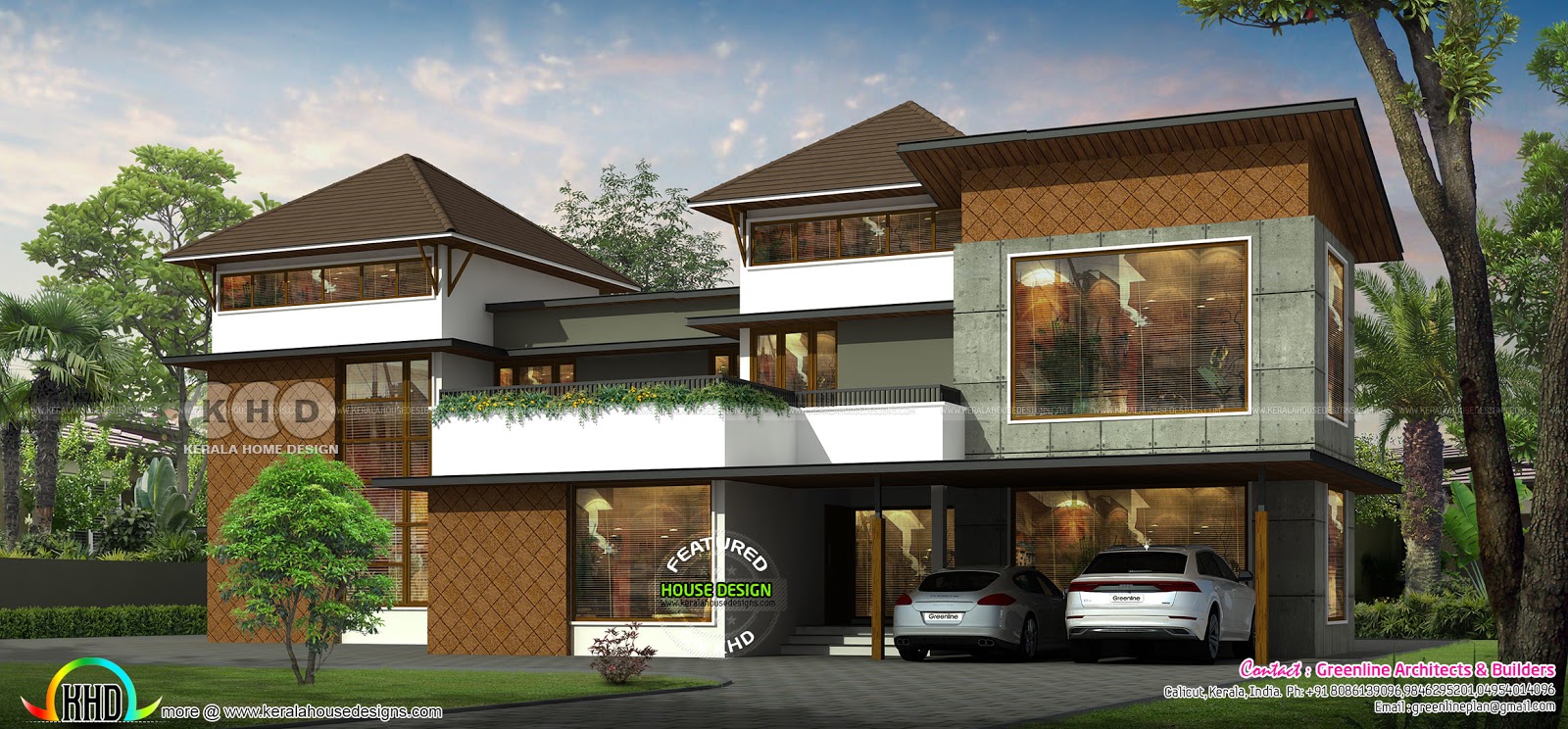 Luxury textured wall Kerala home design - Kerala Home Design and Floor ...