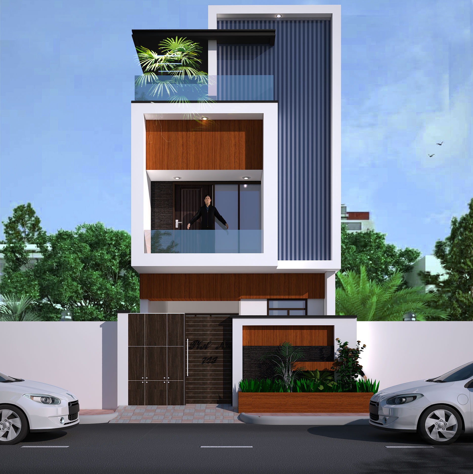 3d modern ground and first 20x45 3delevation... | 3D Elevation