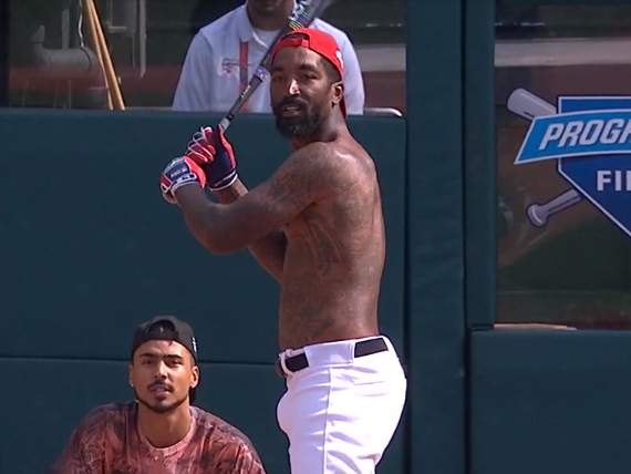 J.R Smith hits shirtless Little League HR at MLB All-Star Celebrity ...