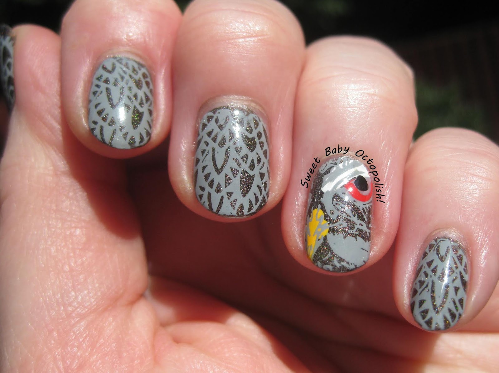 H is for Hawk - raptor nails with Llarowe Shroom With a View