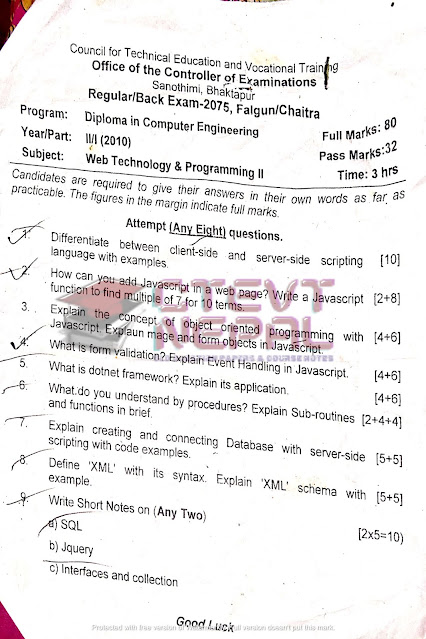 Web Technology and Programming II - 3rd Semester Questions Papers CTEVT ...
