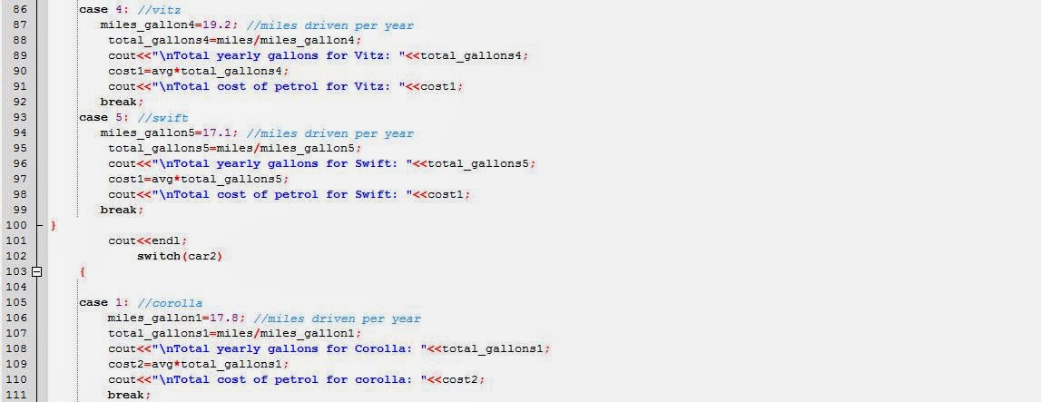 Programming Chunks: C++ Program to Help the Car Buyer Analyze the ...