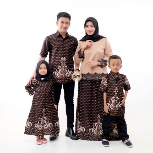 Setelan Model Baju Gamis Batik Couple Keluarga Kombinasi Rendra Kemeja ...