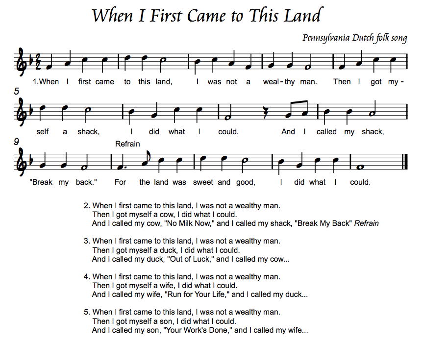 Songs from the Northeastern States (US) - Beth's Notes