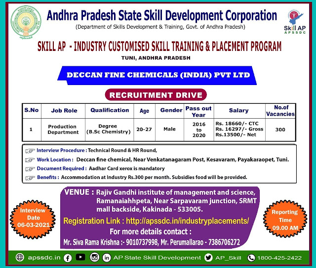 UDYOG ADDA: 300 Openings @ Deccan Fine Chemicals (India) Pvt. Ltd - Recruitment Drive for ...