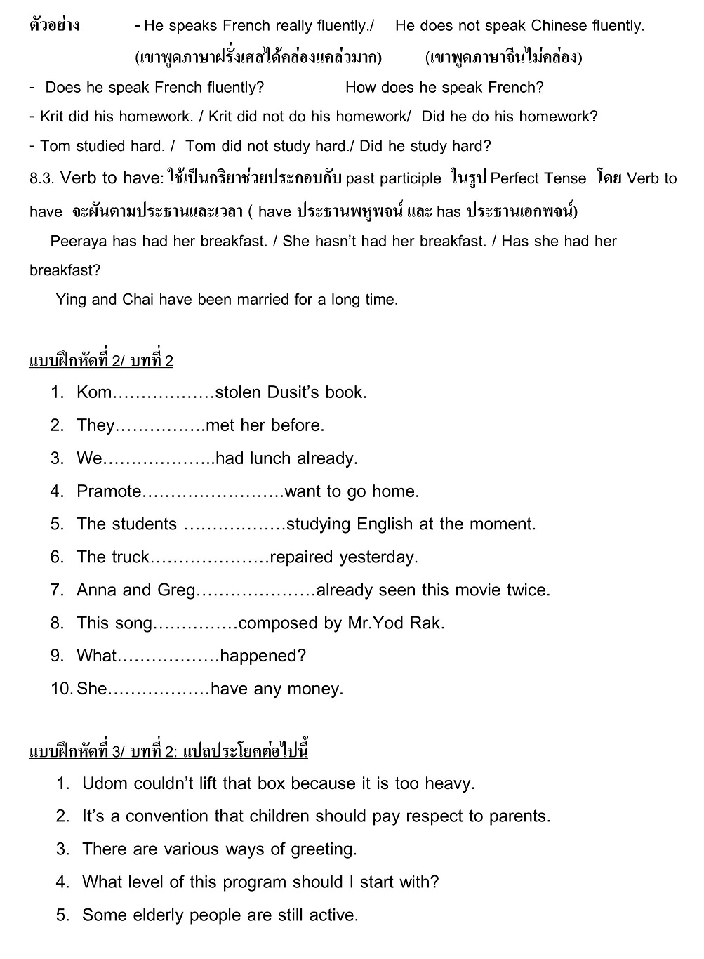 ติวสอบเข้า ม 1 สรุปวิชาภาษาอังกฤษเรื่อง Simple Present Tense