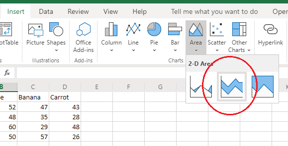 Excel - Stacked Area Chart