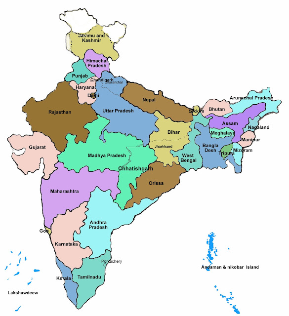 India - Peta geografis India
