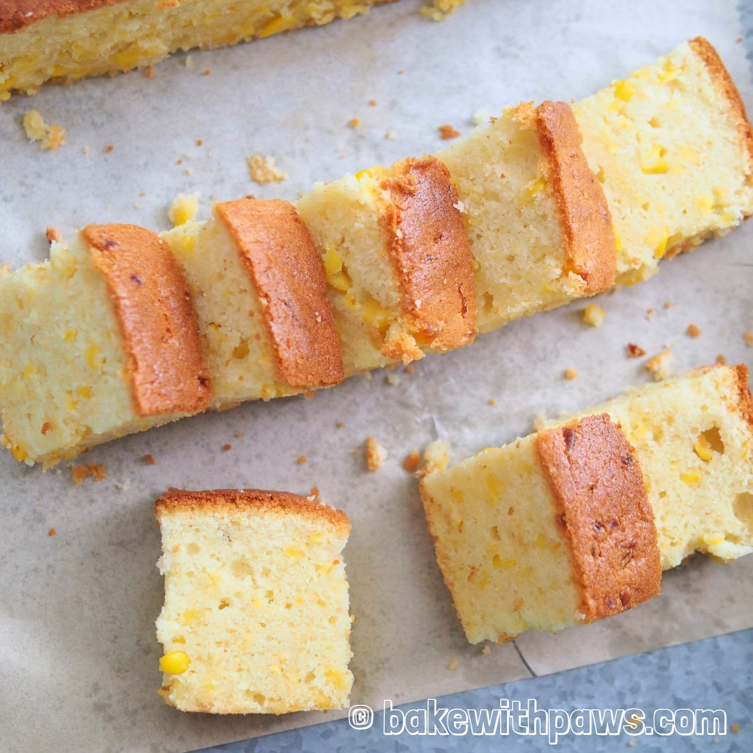 Sweet Corn Butter Cake - BAKE WITH PAWS