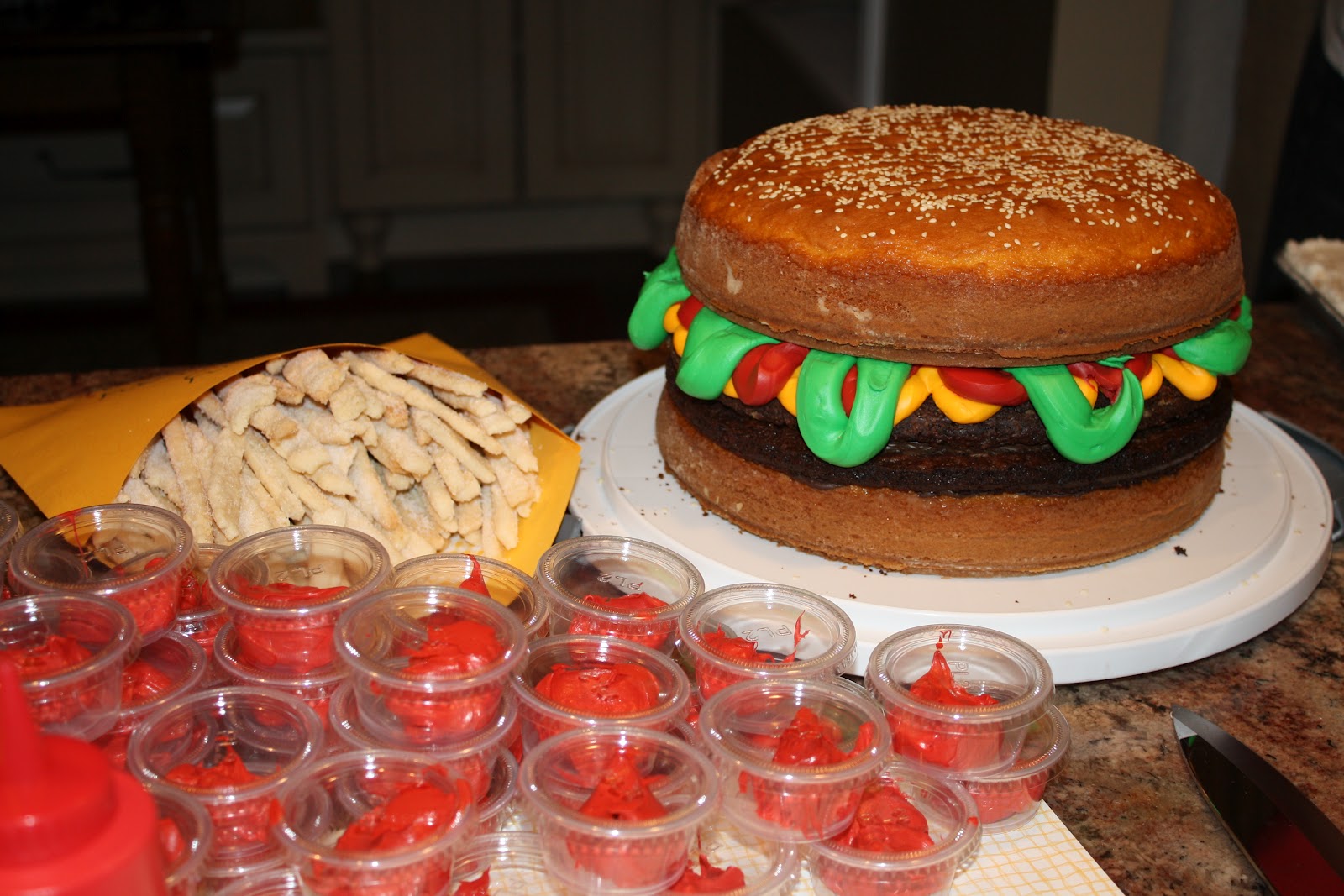 DIY crafty girl: GIANT Hamburger Cake and Fries