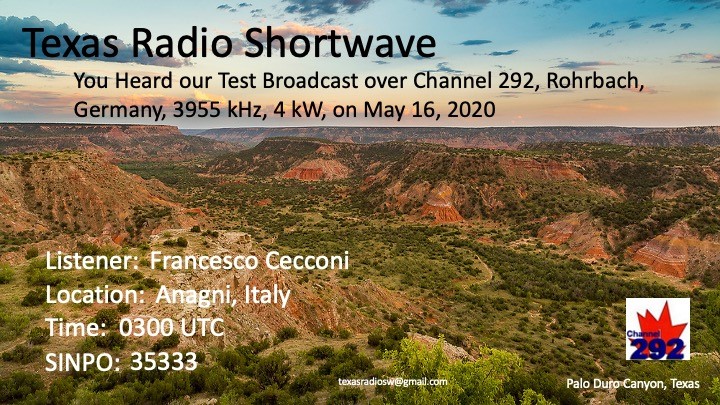 RADIOASCOLTO LISTEN TO THE WORLD: QSL FROM TEXAS RADIO SHORTWAVE